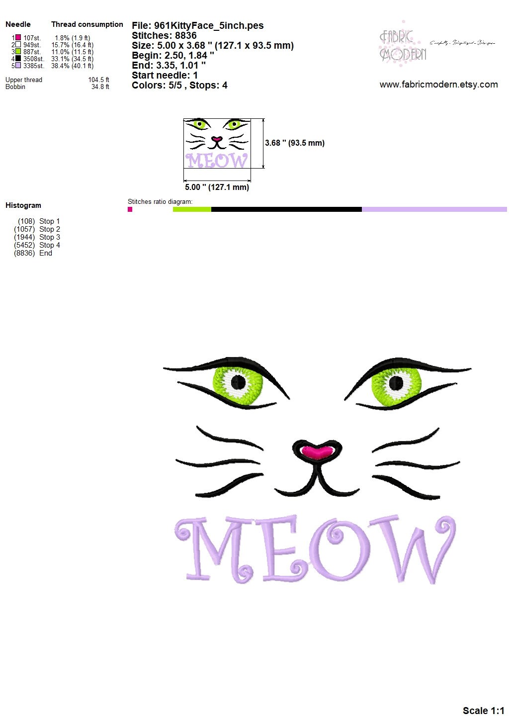 MEOW Kitty Face Embroidery Design Kitten Embroidery Feline Cat | Etsy