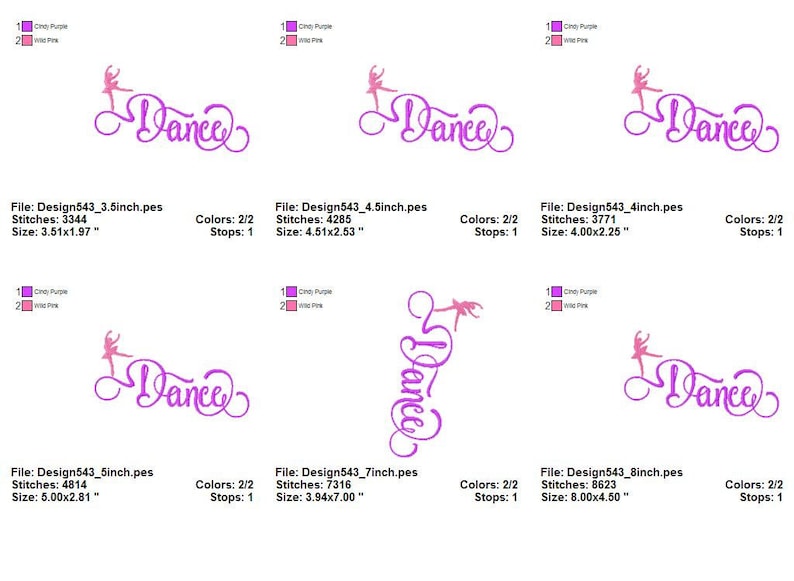 DANCE Machine Embroidery Design Fancy Script dance - Etsy