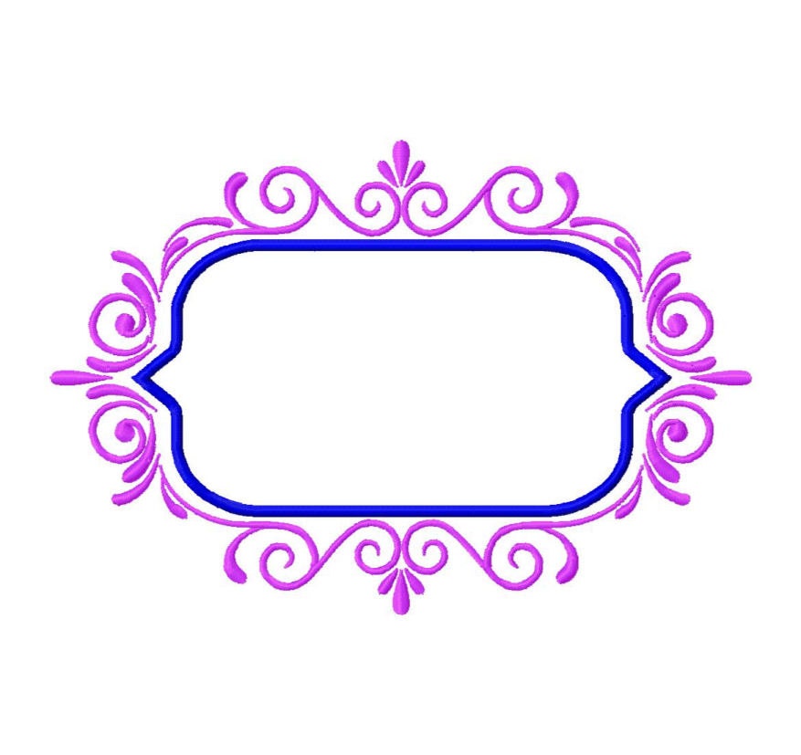 Embroidery Design Large fancy ornamental frame for names or | Etsy
