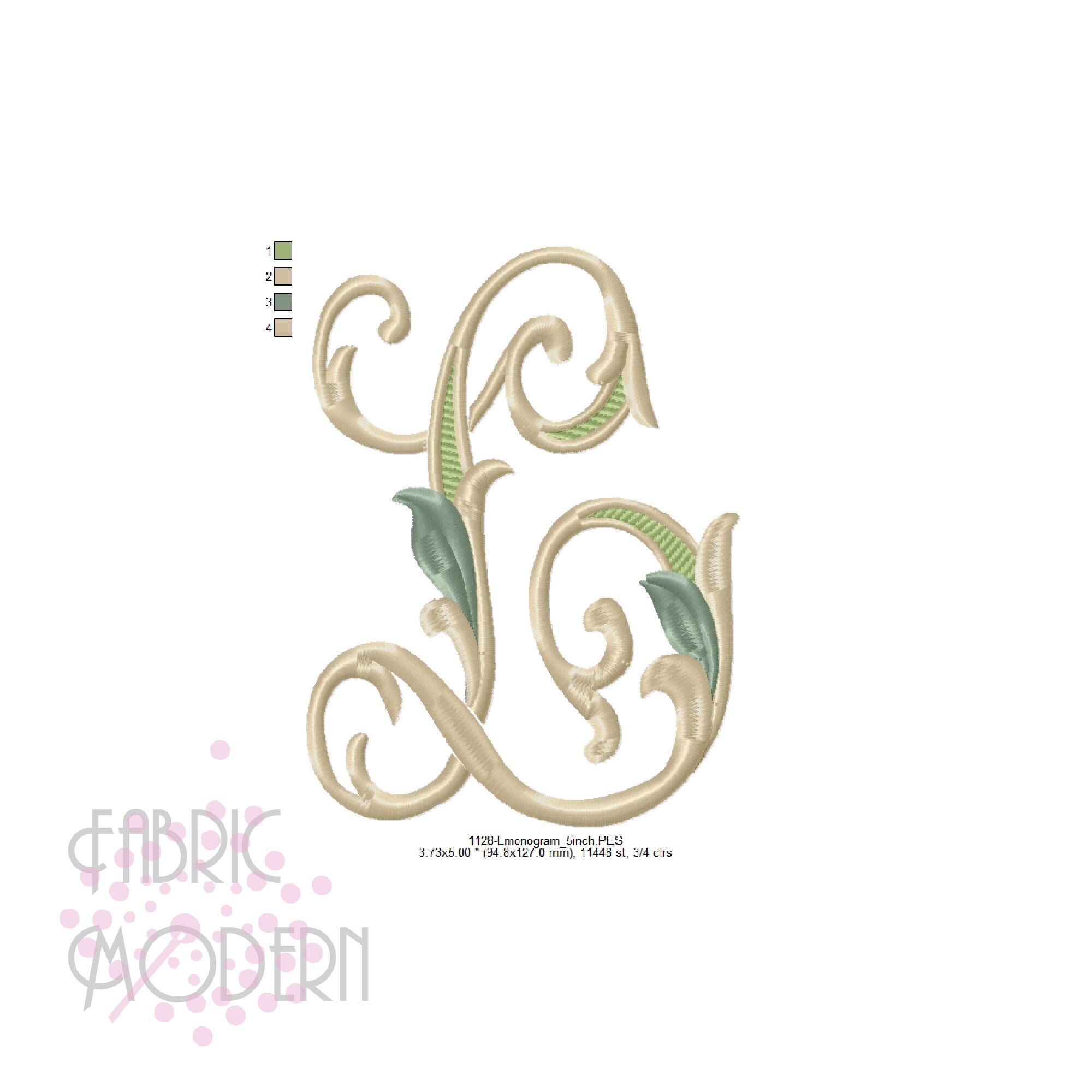 Letter L MONOGRAM Embroidery Design Large vintage single | Etsy