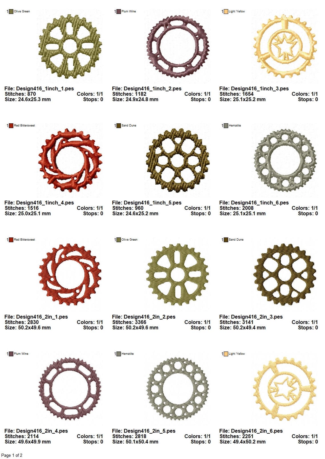 SPROCKETS AND GEARS Embroidery Design Gears Embroidery | Etsy