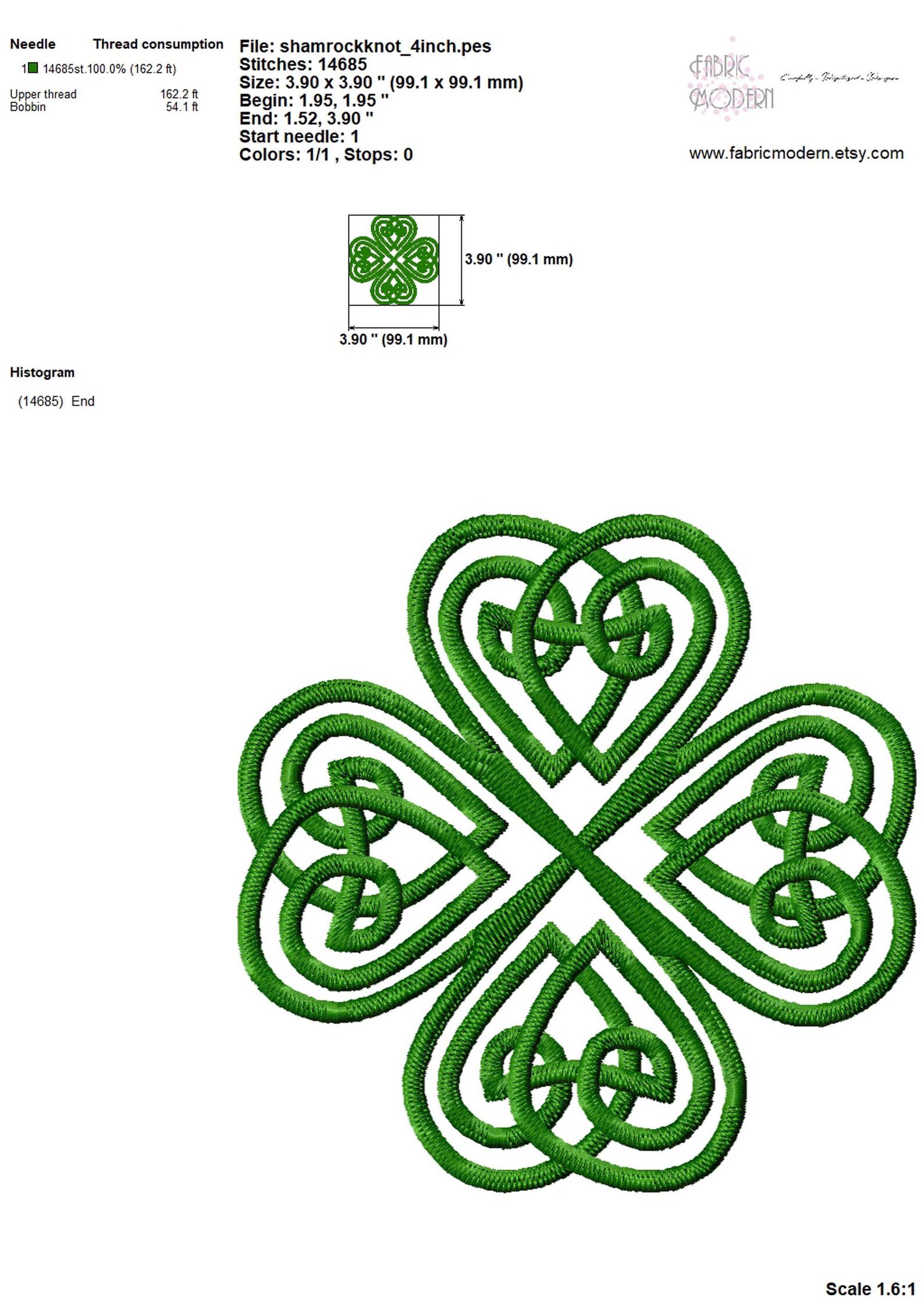 Shamrock Knot Machine Embroidery Design #1039 - Etsy