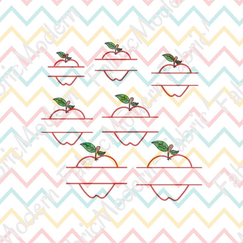 APPLE SPLIT MONOGRAM Frame Machine Embroidery Design Apple - Etsy