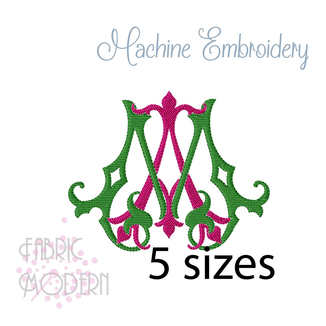 AM MA Double MONOGRAM Embroidery Design Antique Two Letter Design - Etsy