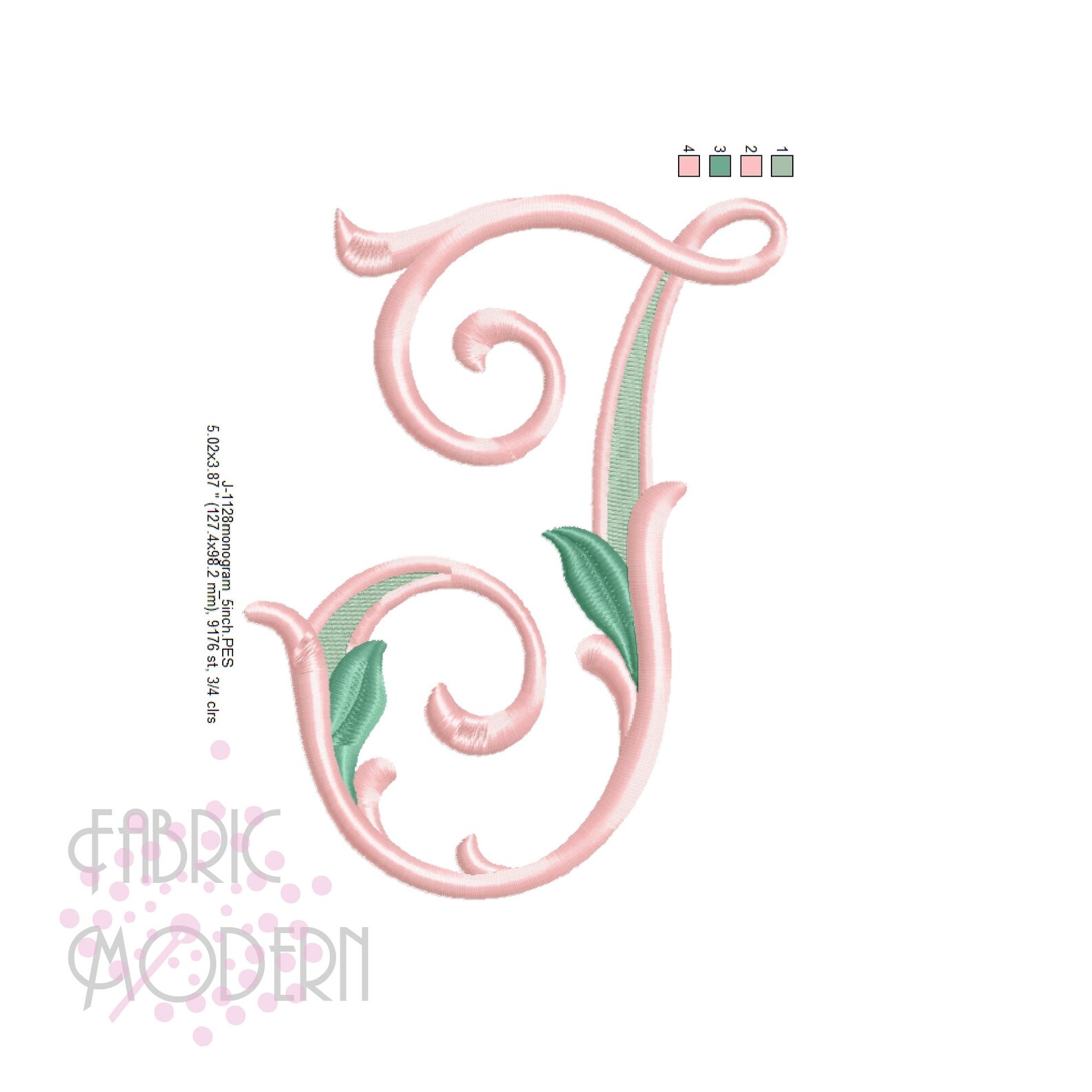 Letter J MONOGRAM Embroidery Design Large Vintage Single - Etsy