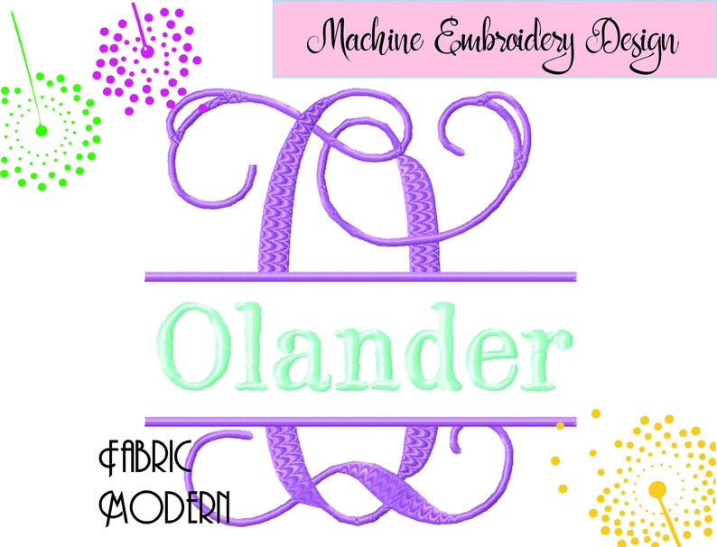 Vine Split Monogram Embroidery Font Extra Fancy Vine Monogram - Etsy