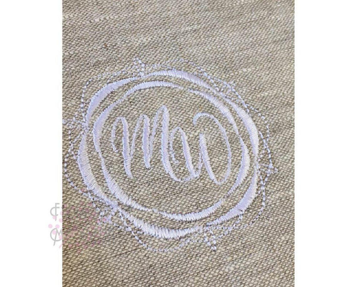 Round Monogram Frame Wedding Monogram Frame Wreath Embroidery - Etsy