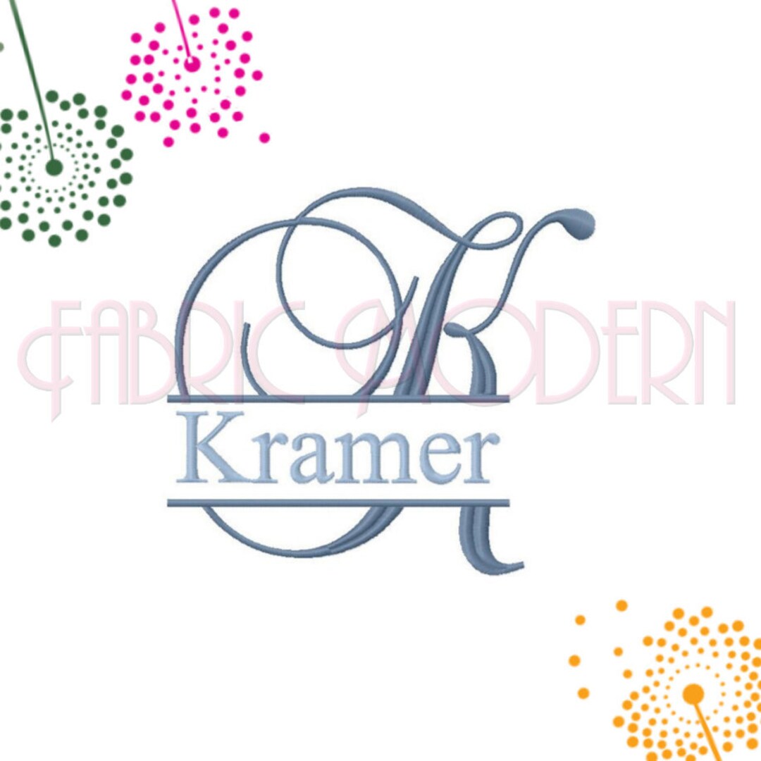 SCRIPT SPLIT MONOGRAM Embroidery Font Design Two Sizes 4inch - Etsy