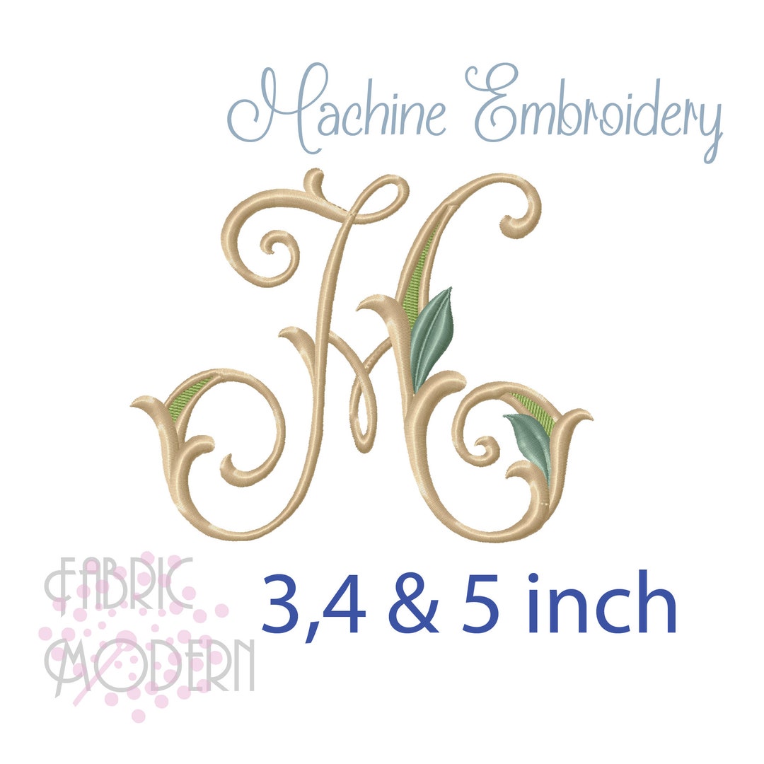 Letter H MONOGRAM Embroidery Design Large Vintage Single #1128-H - Etsy