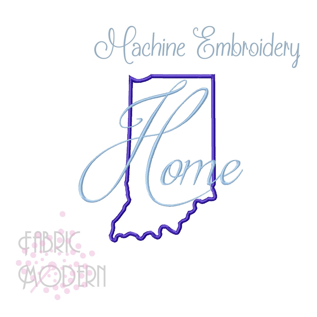 Indiana HOME State Outline Embroidery Design - Etsy