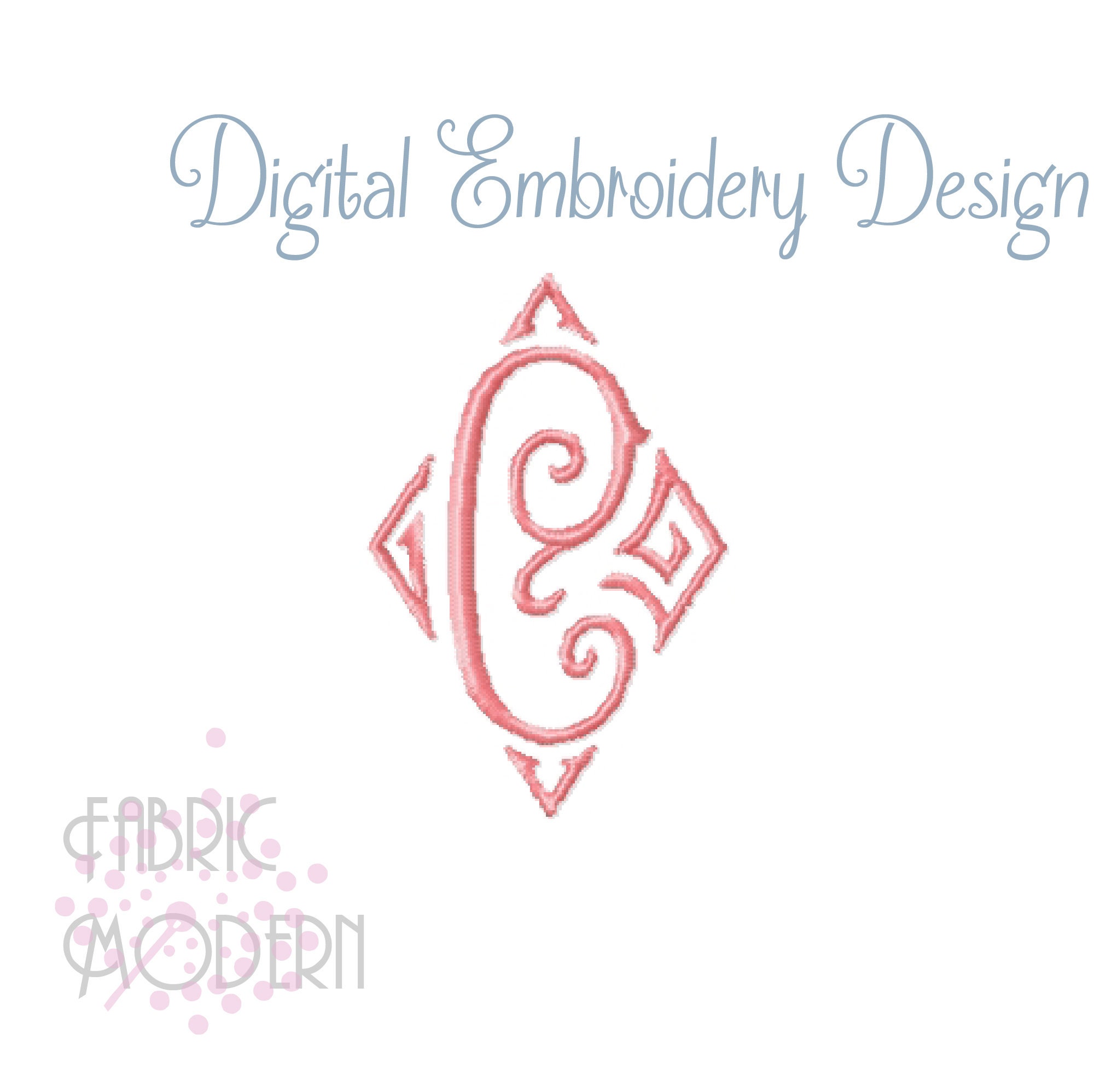 Vintage style Diamond Monogram font Embroidery Design 2 inch | Etsy