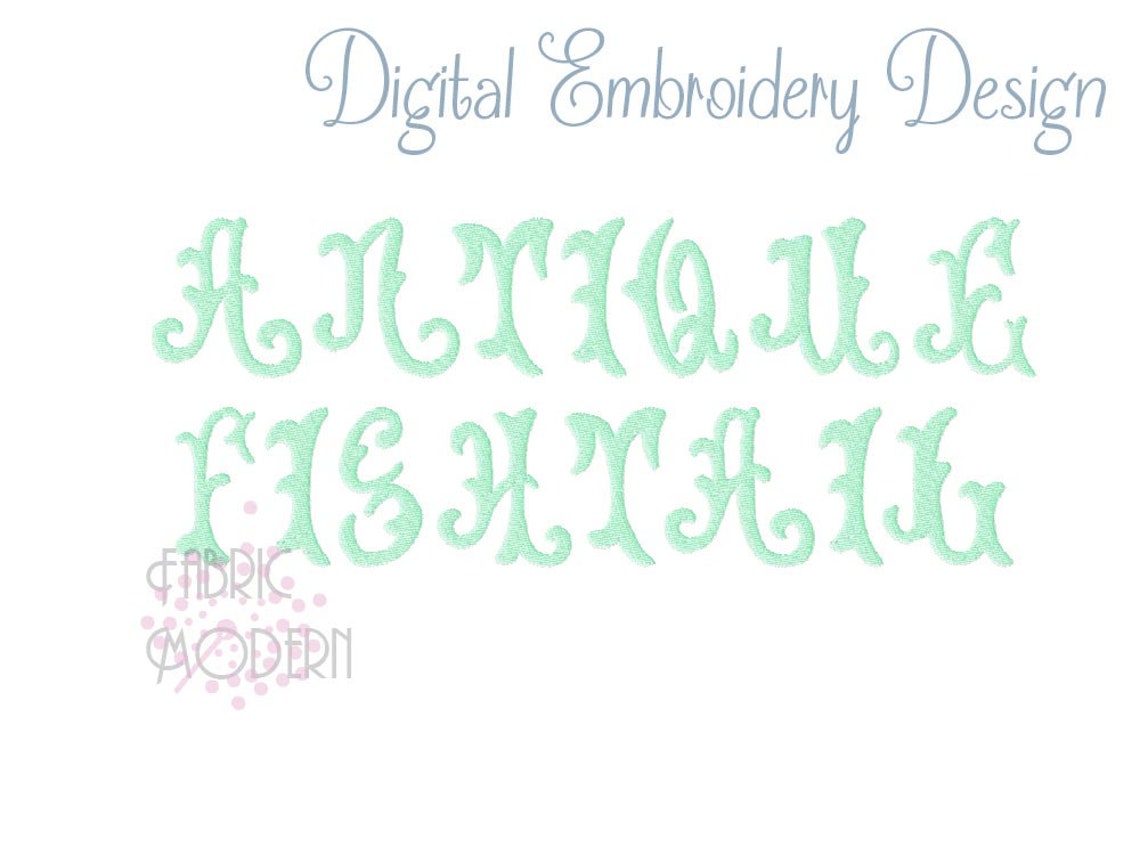 Antique Fishtail Monogram Embroidery Font (1.5 Inch) (digital Download ...