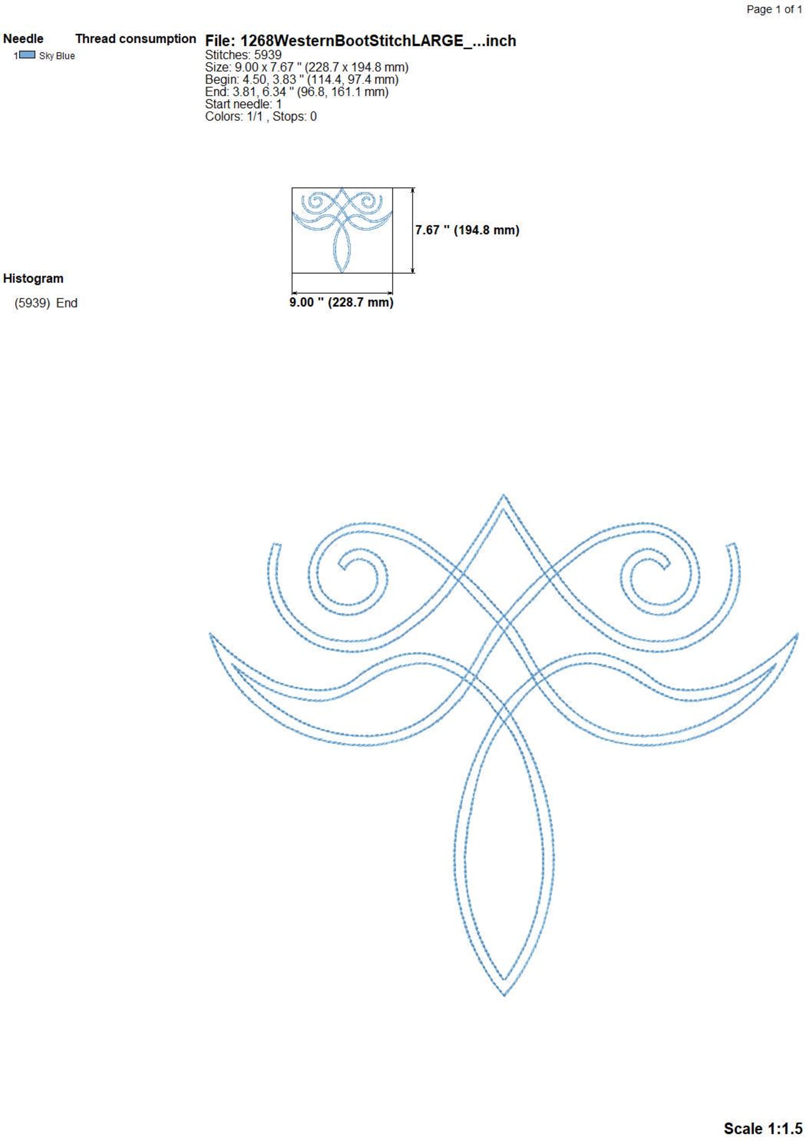 Western Cowboy Boot Toe Stitch Pattern Machine Embroidery Design 3 Inch ...