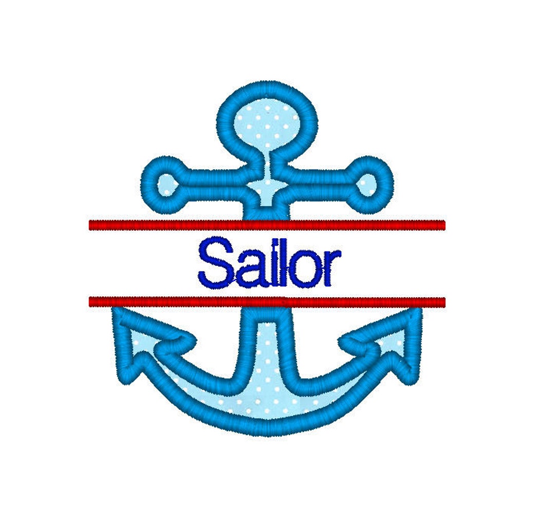 Anchor SPLIT Monogram Machine Embroidery Design Applique' Nautical ...