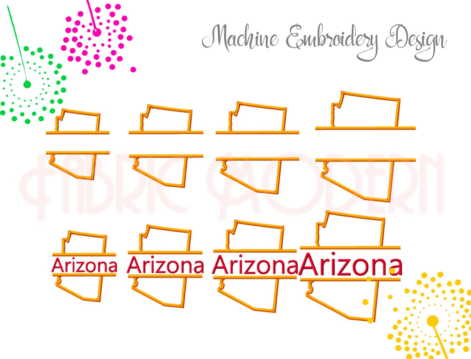 ARIZONA HOME State Outline, AZ Embroidery Design, Split Design ...