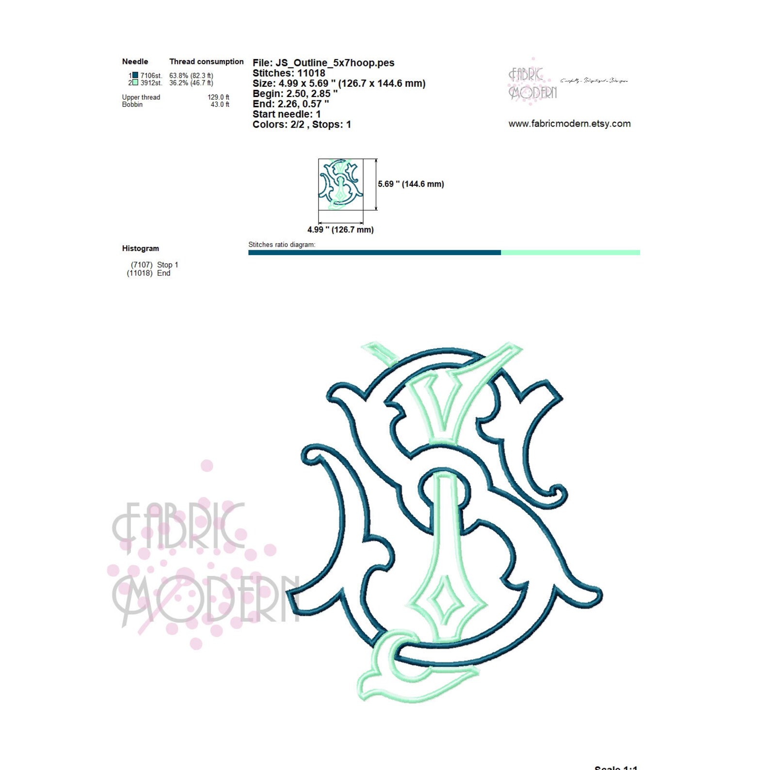 JS MONOGRAM Embroidery Design Large Vintage Two Letters - Etsy