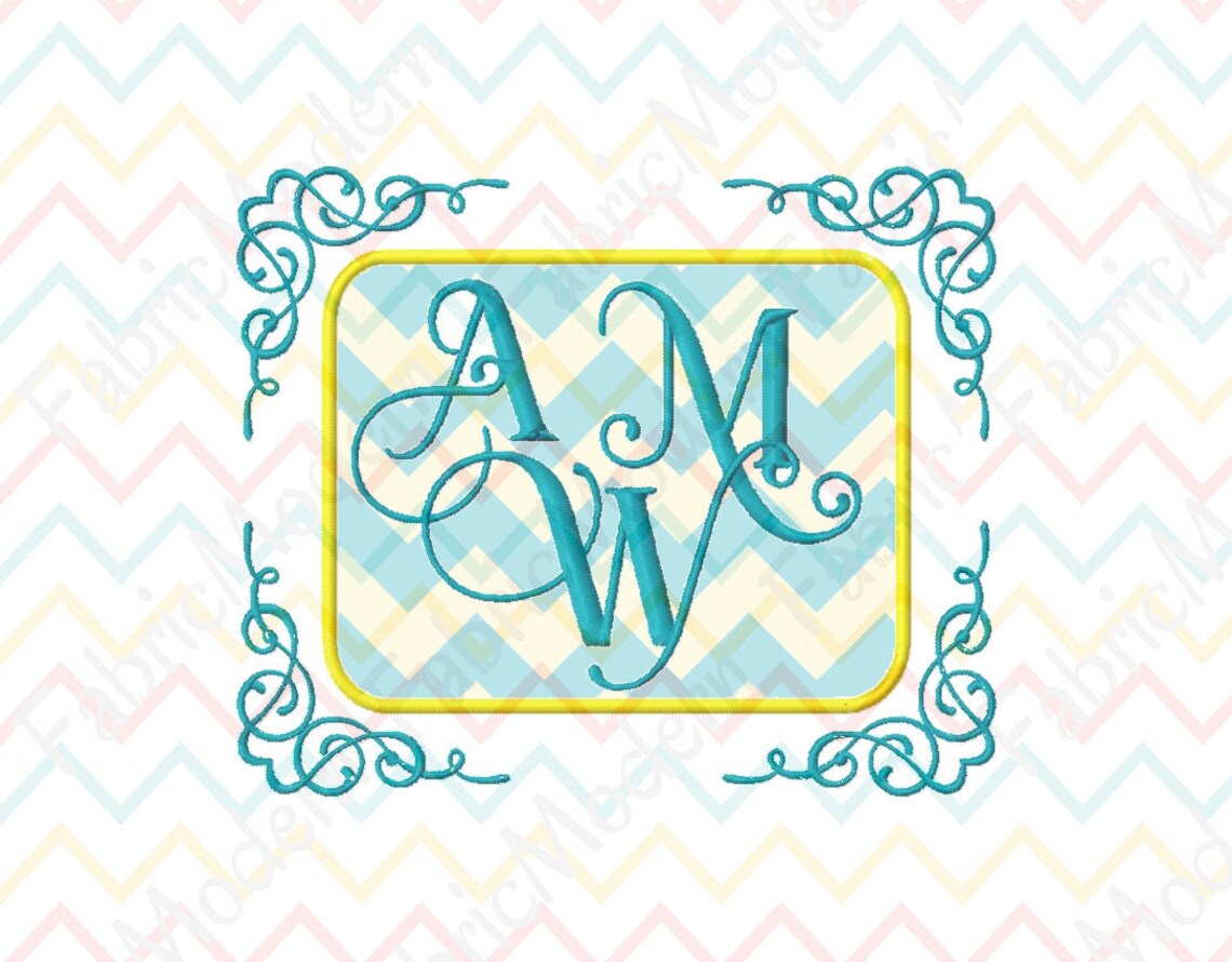 MONOGRAM FRAME APPLIQUE Monogram Border Rectangle Vintage - Etsy