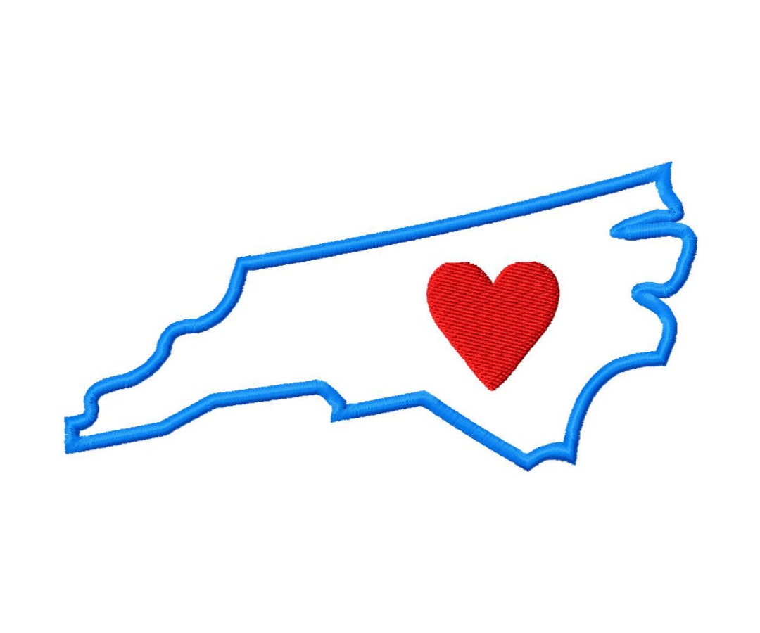 North Carolina Map Embroidery Design, Applique' in Multiple Sizes, I ...