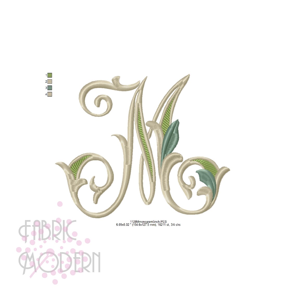 Letter M MONOGRAM Embroidery Design Large Vintage Single | Etsy