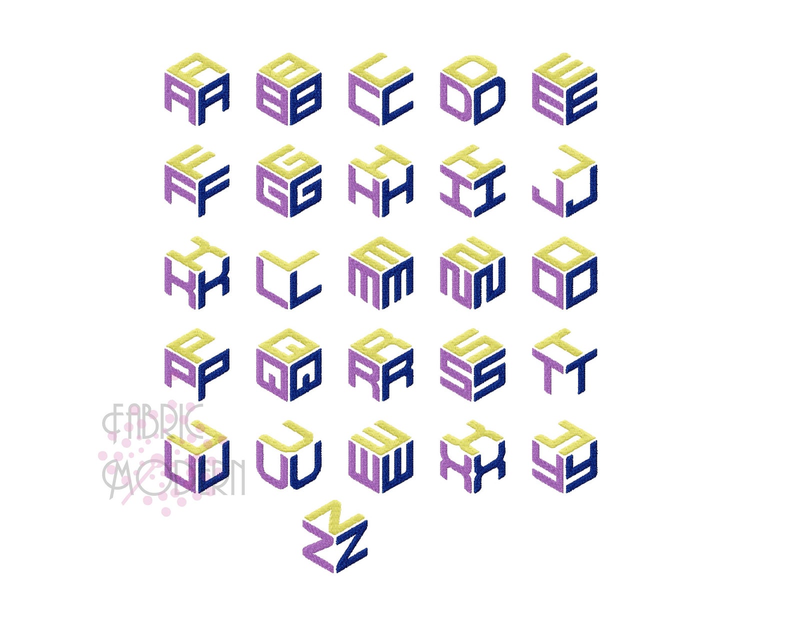 3 3D Cube Hex Monogram Monogram Monogram Font Embroidery | Etsy