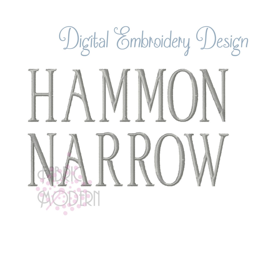 HAMMON Narrow Caps Embroidery Font Alphabet #1034N - Etsy