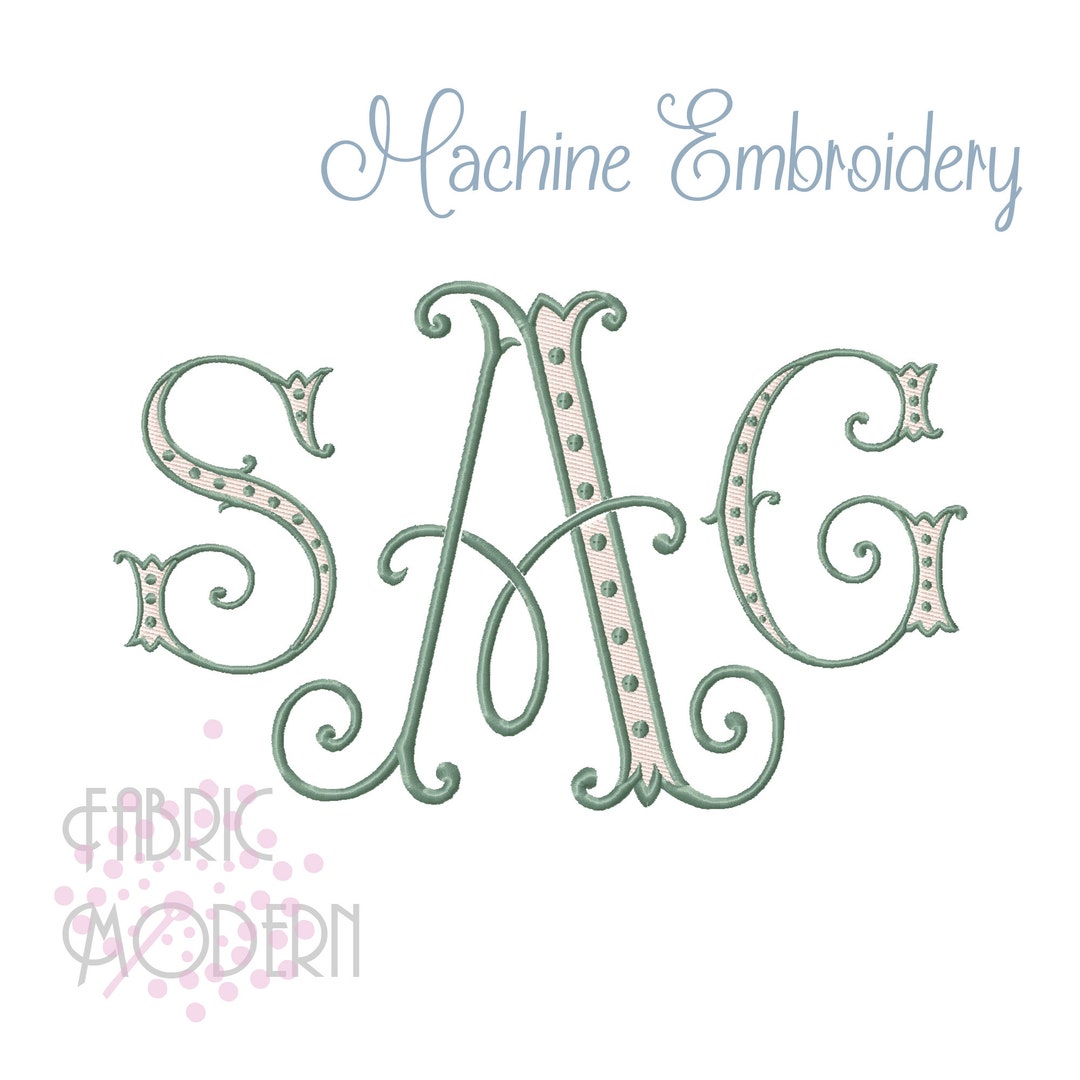 Arabian Nights Two Color Monogram Machine Embroidery Font 3, 4 (100mm ...
