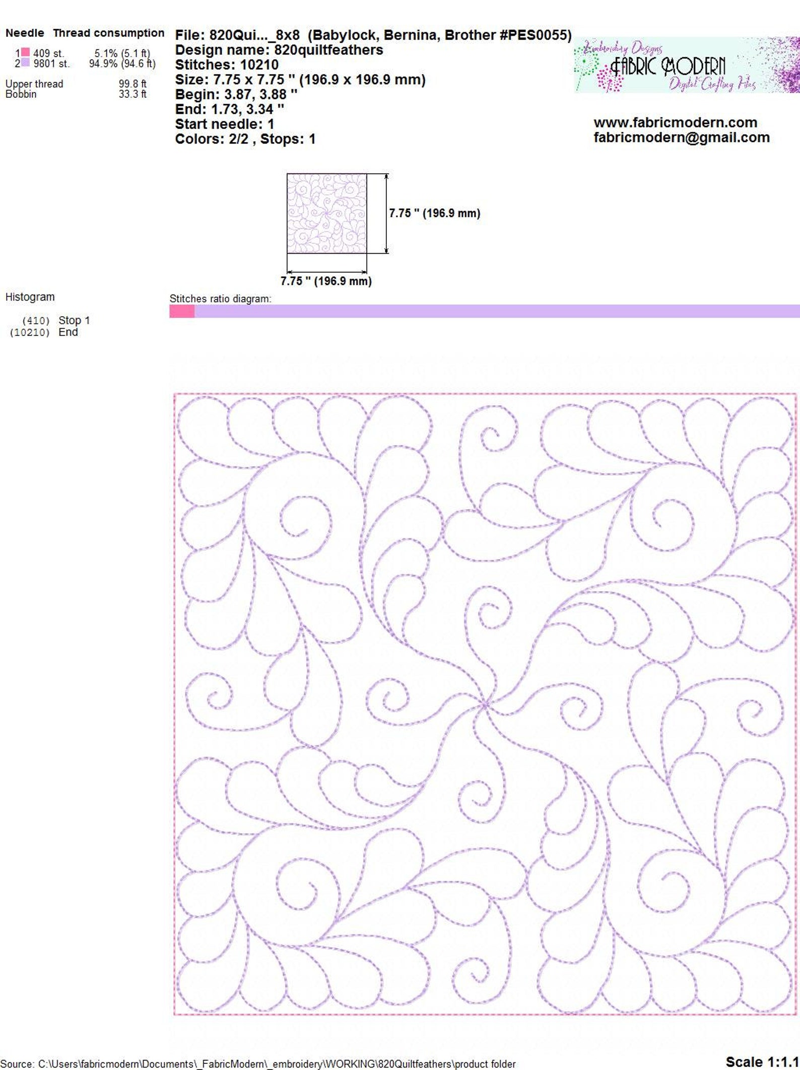 Quilting Swirls Feather Quilt Block Square Embroidery Design - Etsy