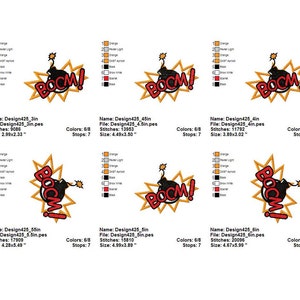 BOOM! Embroidery Design Super Hero Boom and Dynamite Bomb Word in Six ...