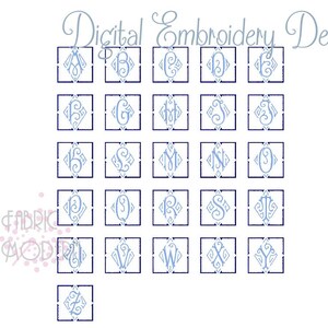 Diamond Monogram Font Embroidery Design Fancy Square Monogram Letters ...