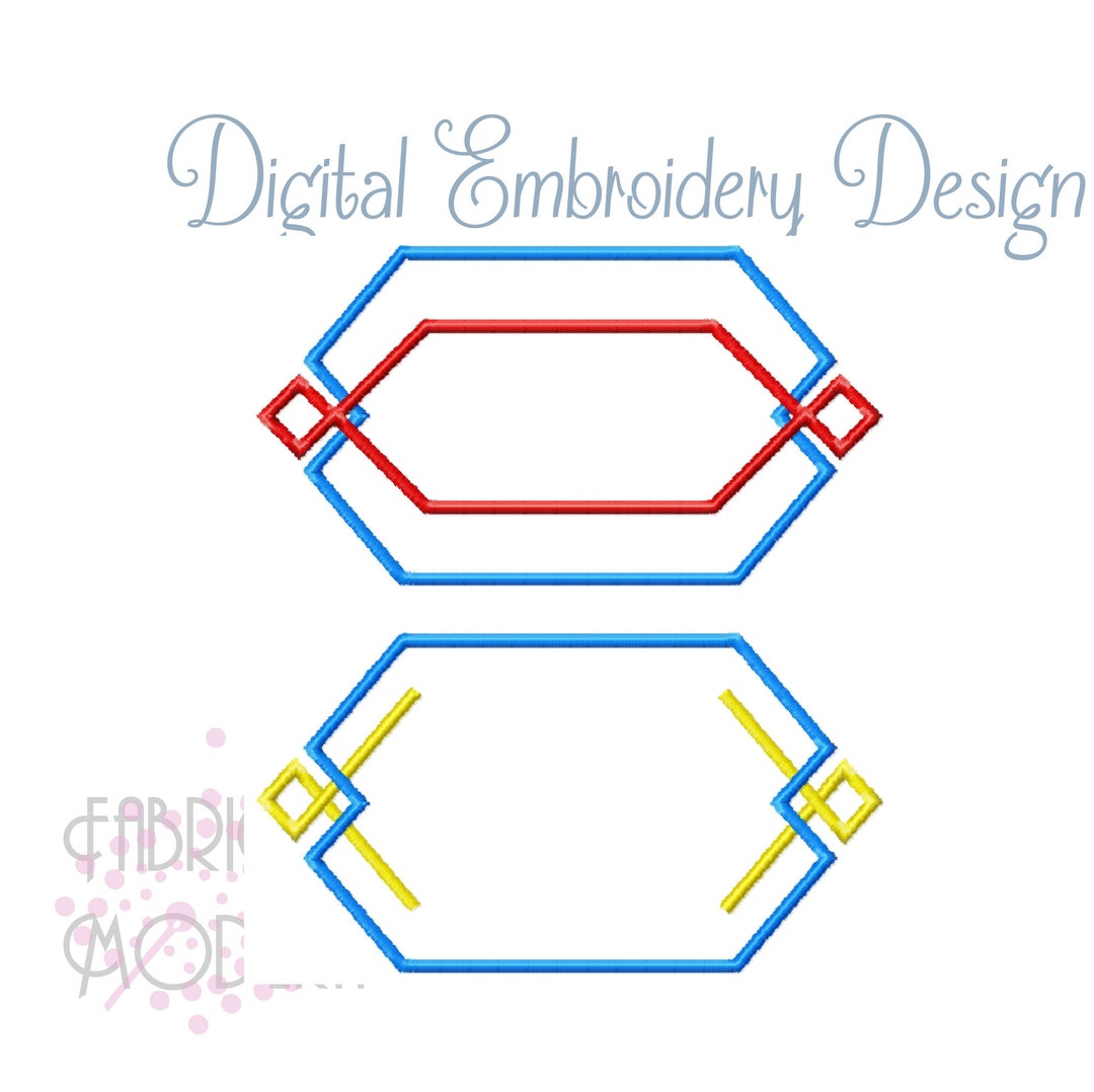 Machine Embroidery Design Modern Monogram Frames 3 to 7 Inches Wide Two ...