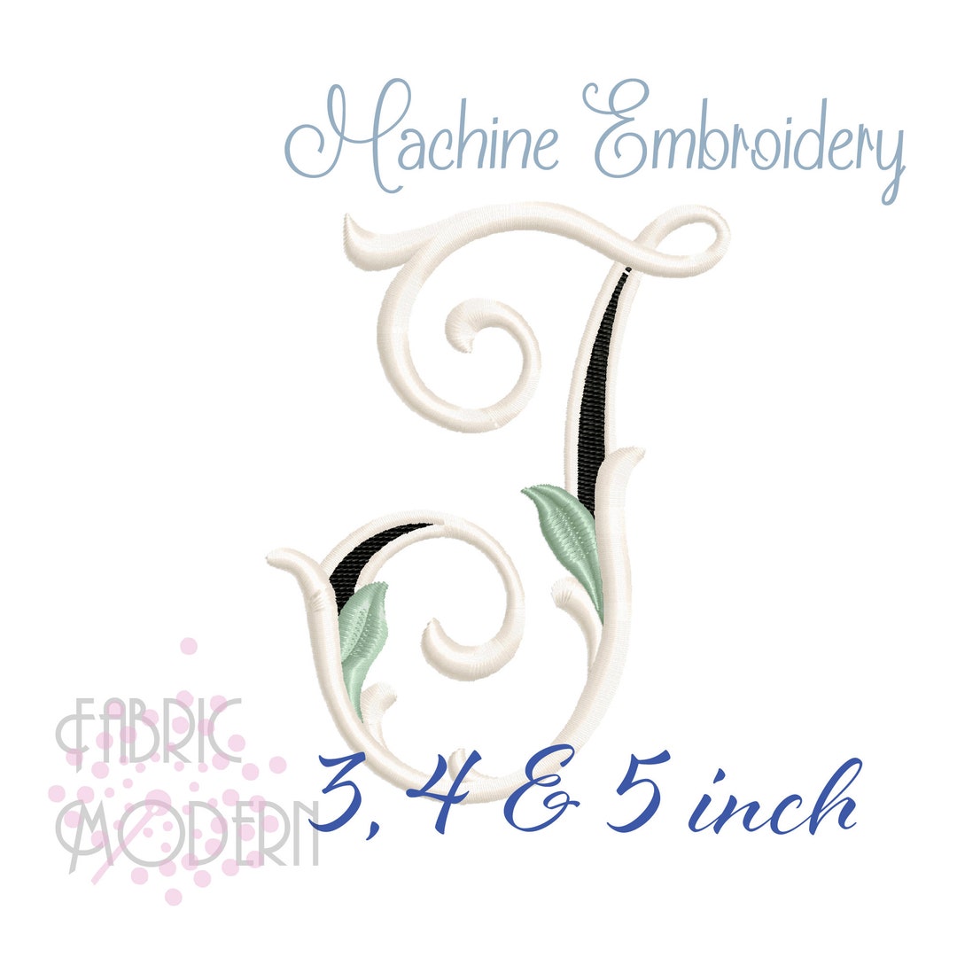 Letter J MONOGRAM Embroidery Design Large Vintage Single #1128-J - Etsy