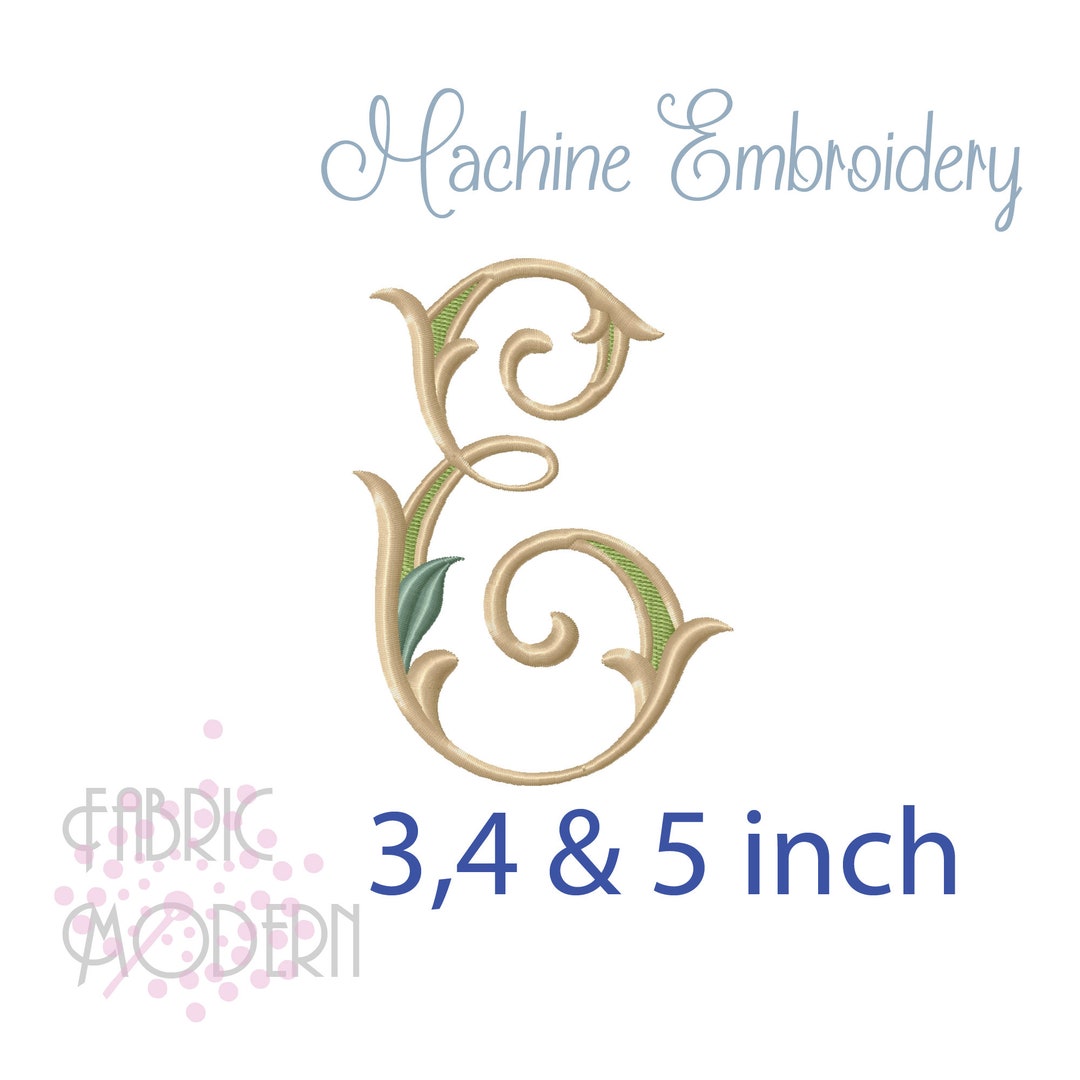 Letter E MONOGRAM Embroidery Design Large Vintage Single #1128-E - Etsy