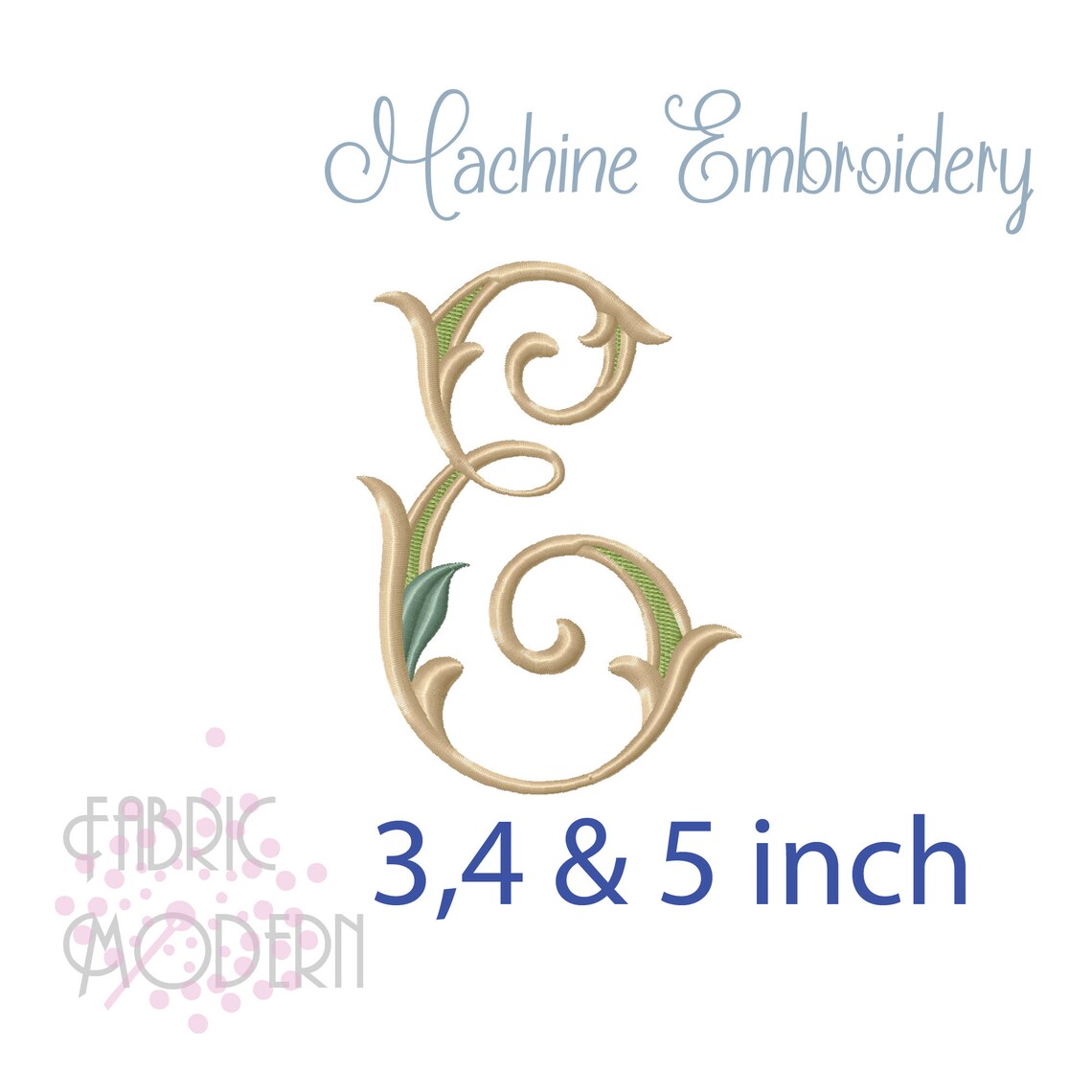Letter E MONOGRAM Embroidery Design Large Vintage Single #1128-E - Etsy