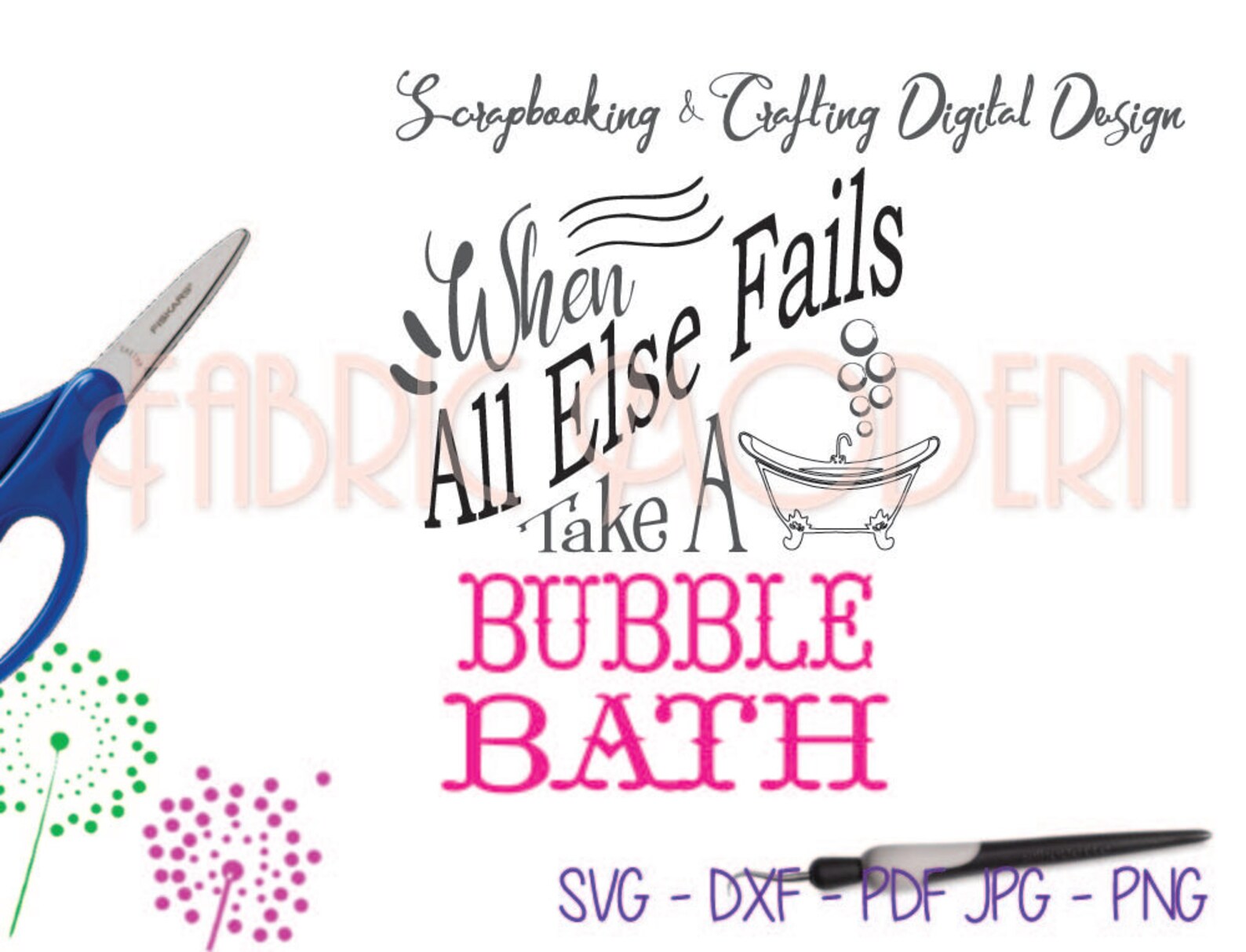 BUBBLE BATH Digital Craft File for Framing or Silhouette Cricut Svg ...