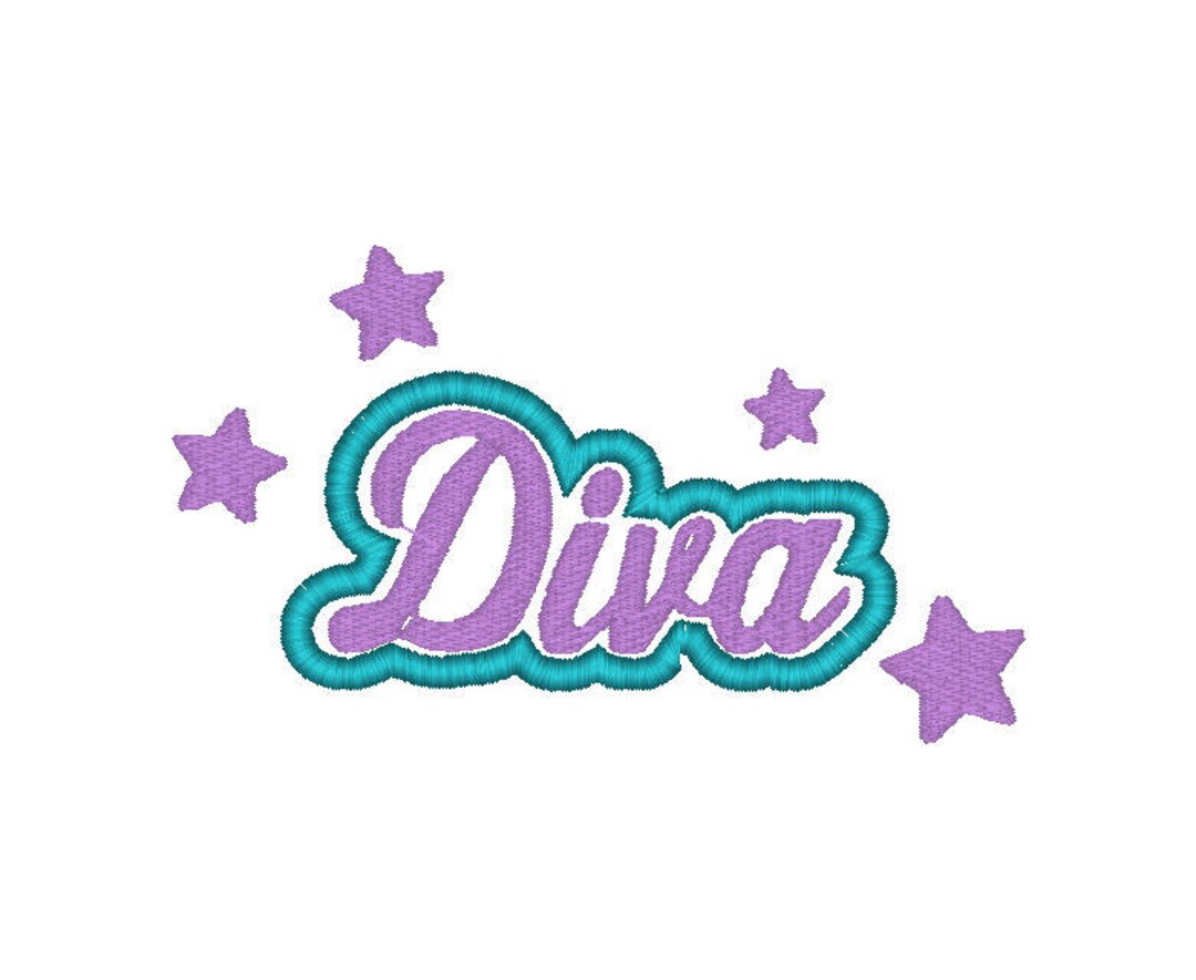 DIVA Applique Machine Embroidery Design Diva With Stars Little Girl ...