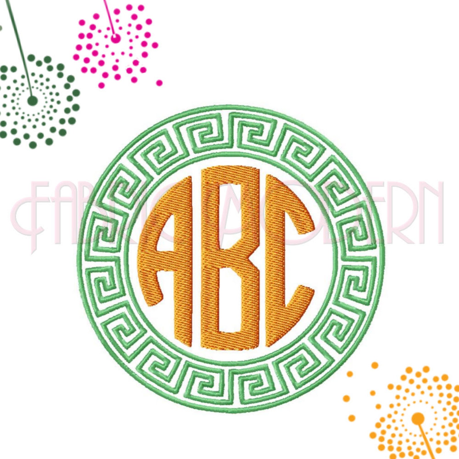 GREEK KEY Monogram FRAME Embroidery Design 3 Inch to 5.5 Inch - Etsy