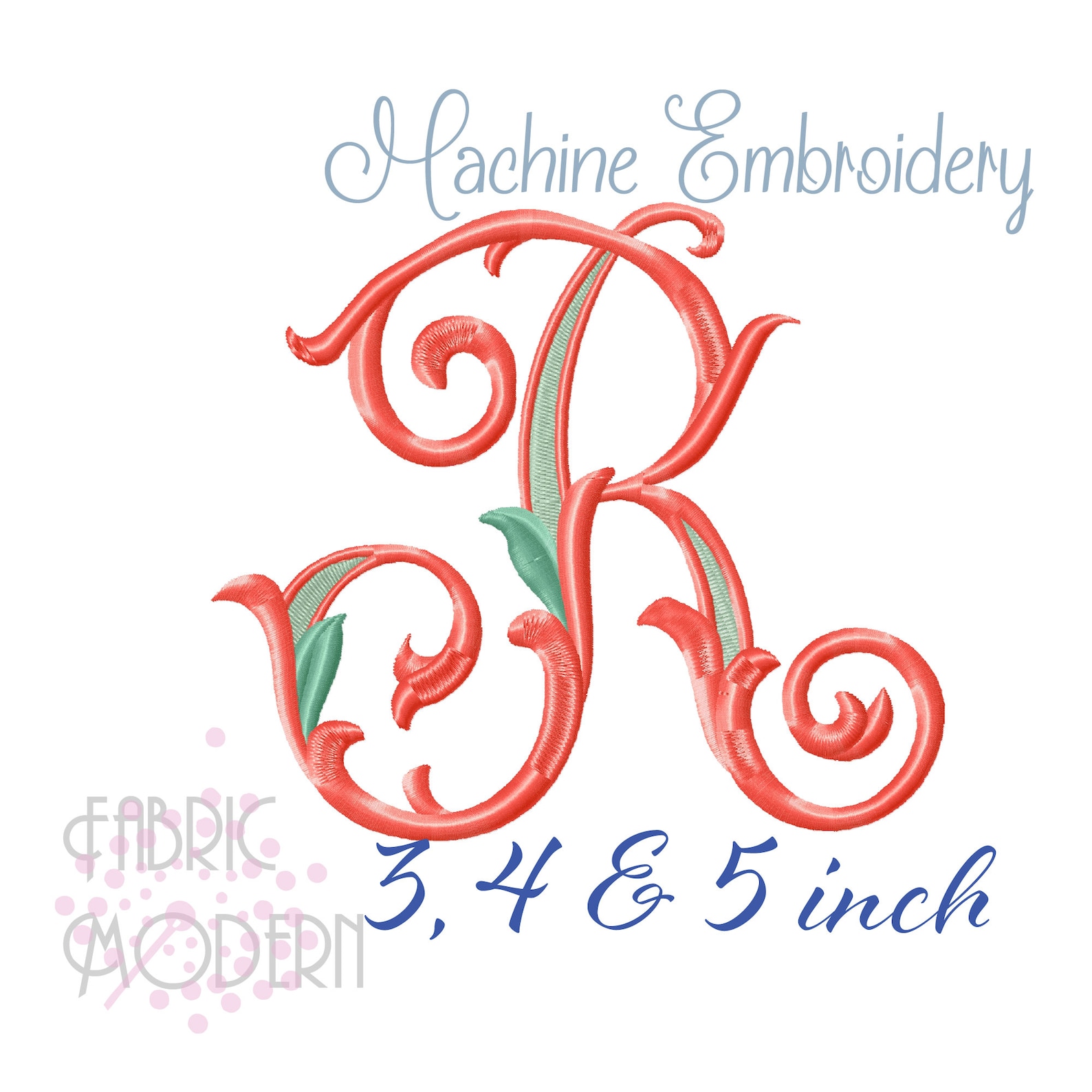 Letter R MONOGRAM Embroidery Design Large Vintage Single - Etsy