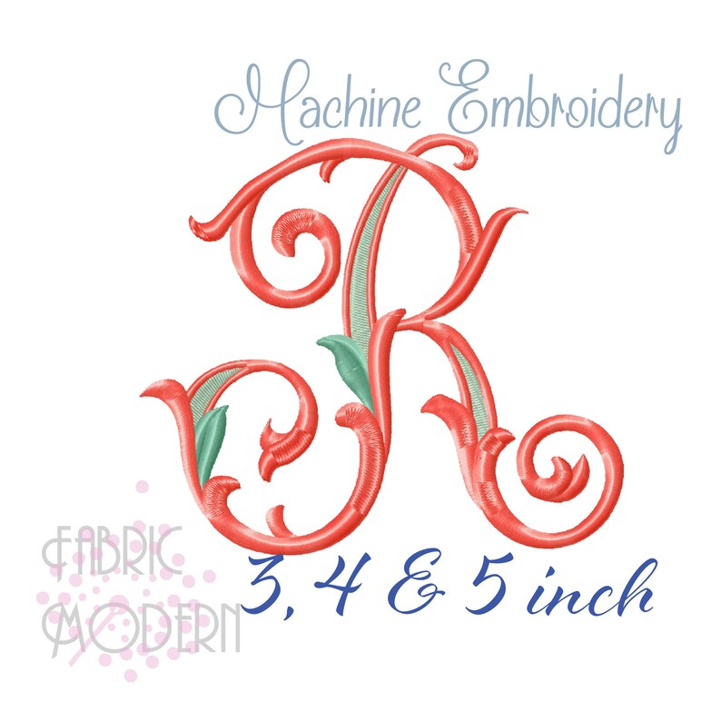 Letter R MONOGRAM Embroidery Design Large Vintage Single - Etsy