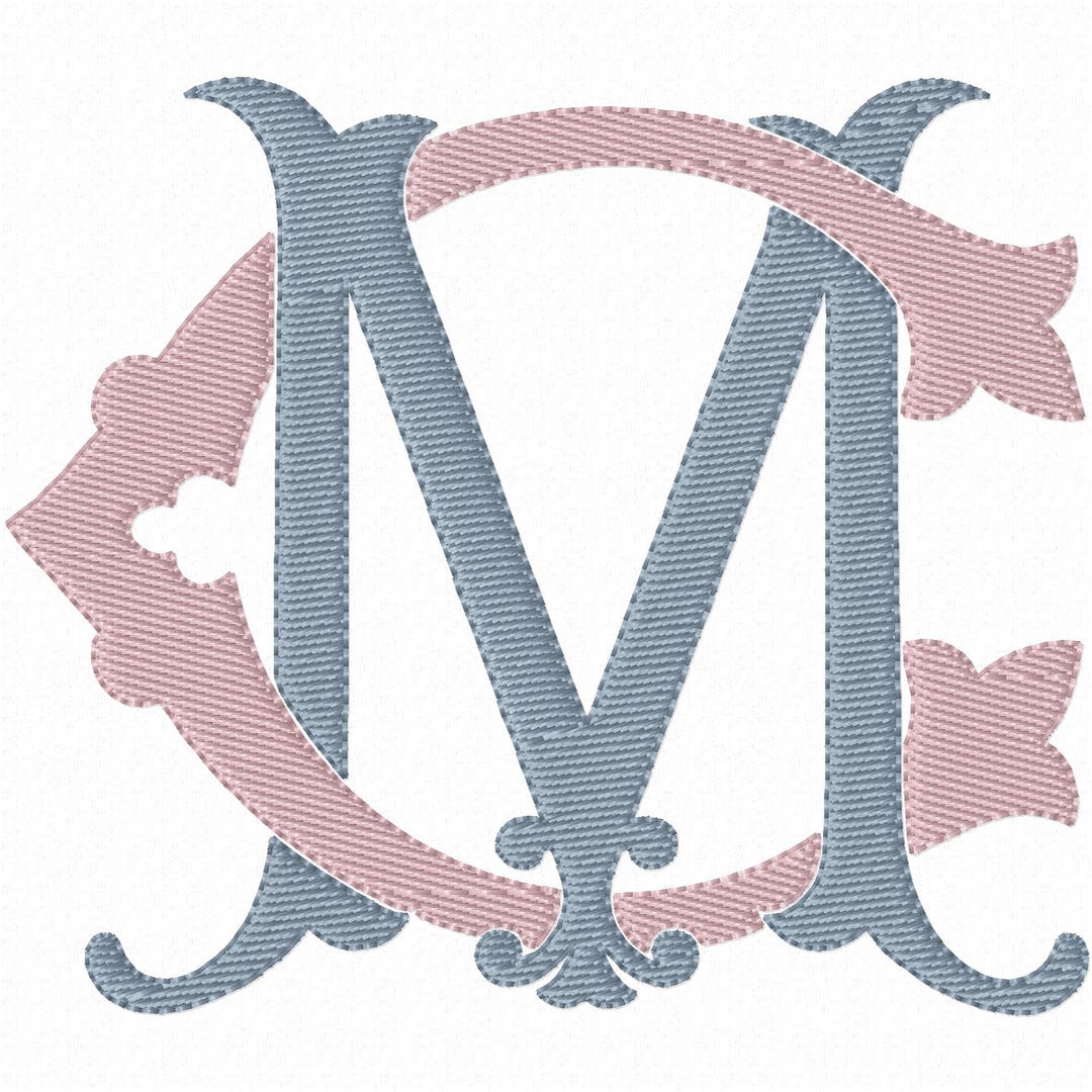 CM MC Double MONOGRAM Embroidery Design Antique Two Letter Design - Etsy