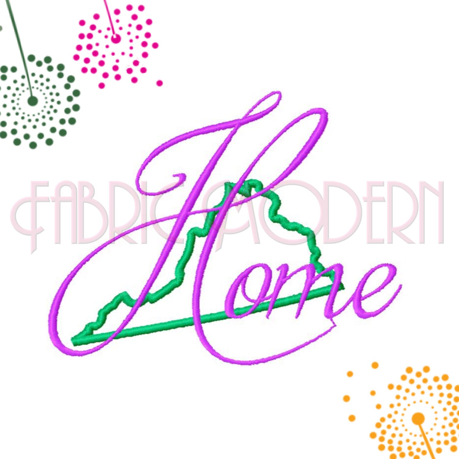 Virginia Map Home Embroidery Design 4 Sizes Large Size is | Etsy