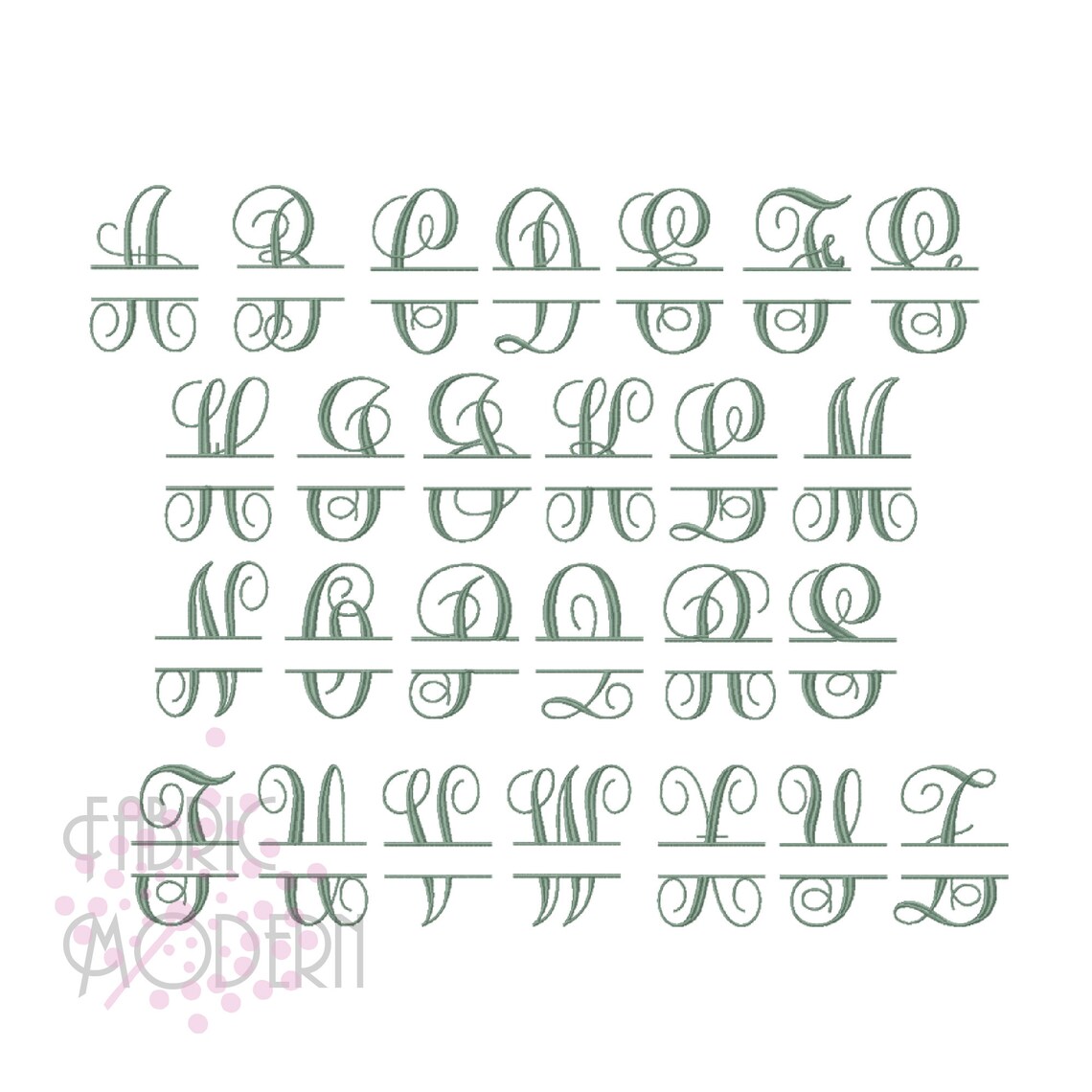 VINE SPLIT MONOGRAM Embroidery Font Design 5 Inches Tall - Etsy