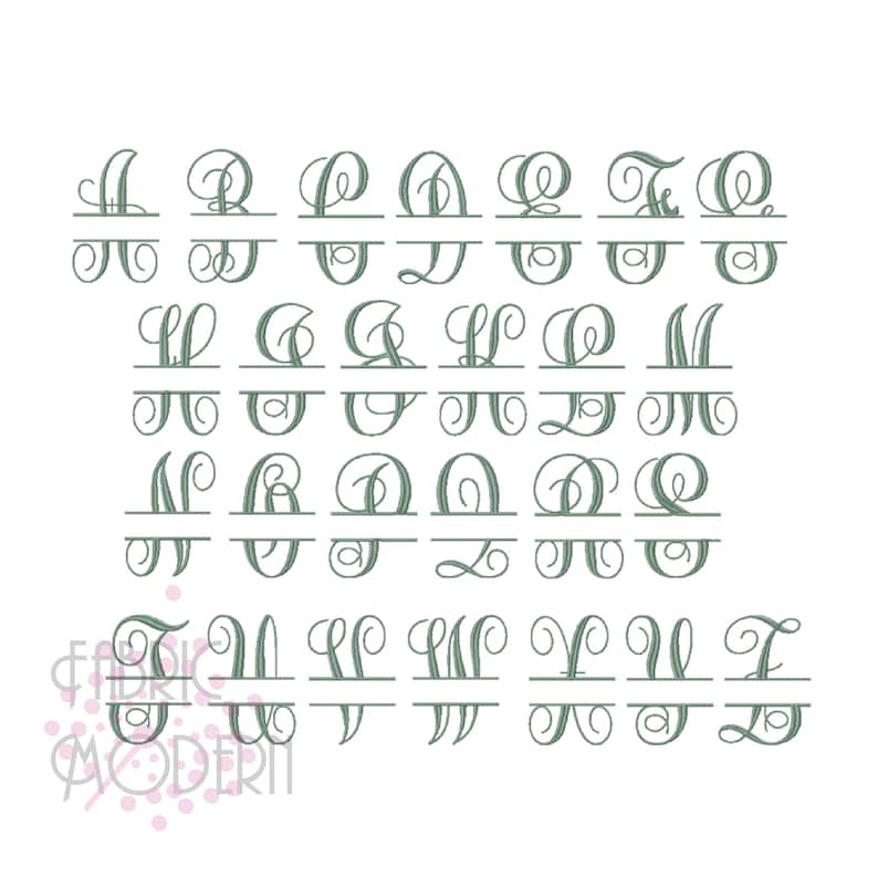 VINE SPLIT MONOGRAM Embroidery Font Design 5 Inches Tall - Etsy