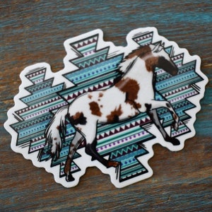 Turquoise Paint Horse Sticker Vinyl Decal Southwestern Print Running ...