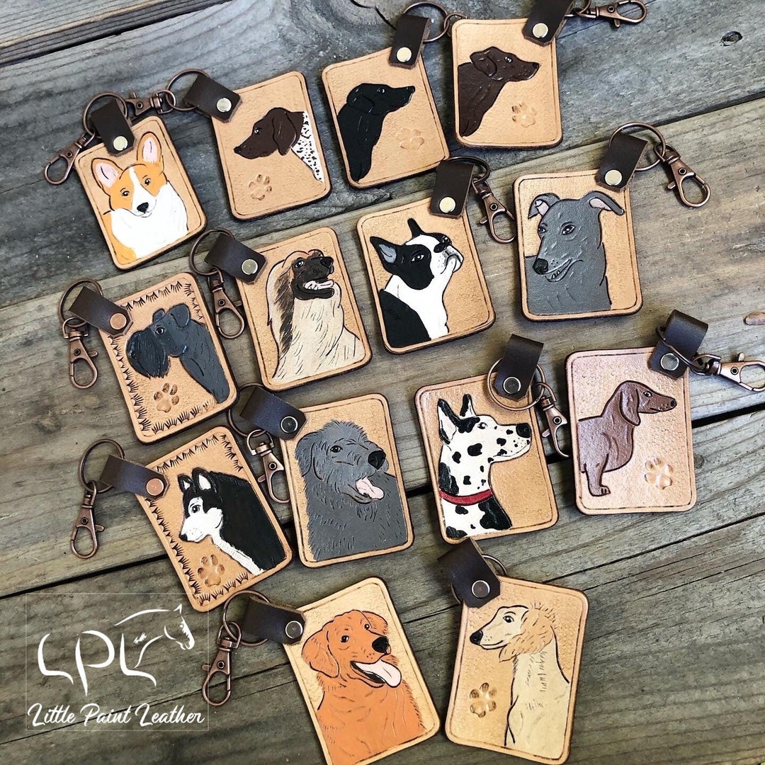 Dog Keychain Tooled Leather Dog Accessories Dog Jewelry - Etsy
