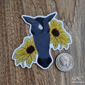 Blue Roan Horse Sticker Sunflower Vinyl Decal Pony Quarter Horse Farm ...