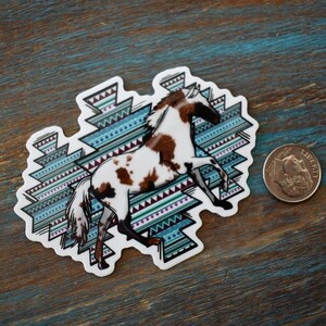 Turquoise Paint Horse Sticker Vinyl Decal Southwestern Print Running ...