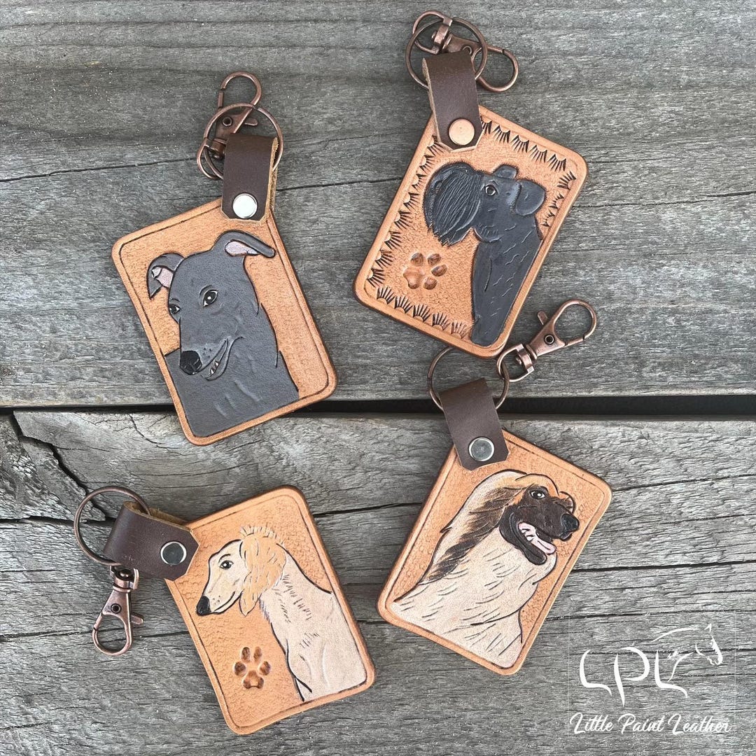 Dog Keychain | Tooled Leather | Dog Accessories | Dog Jewelry | Corgi ...