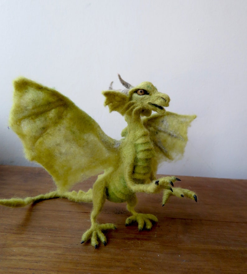 Needle Felted Green Dragon | Etsy