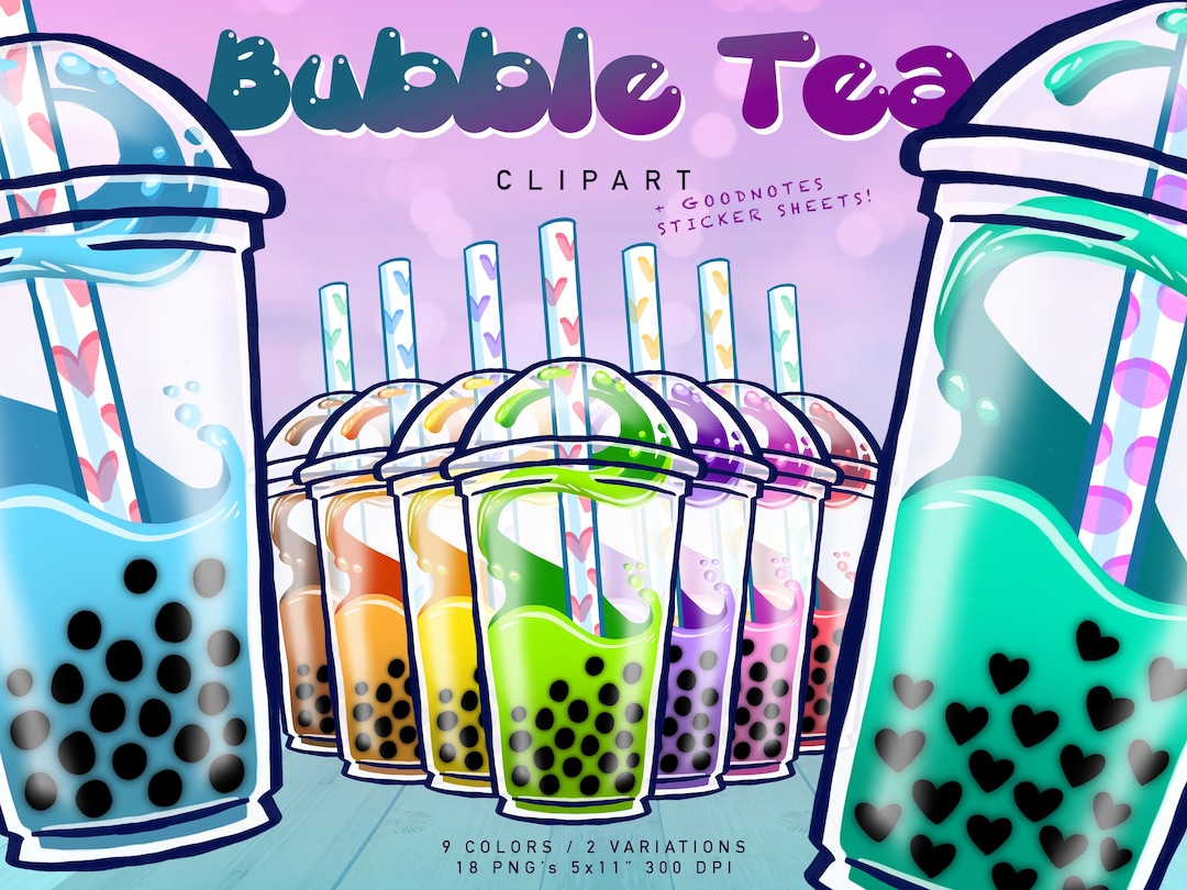 DIGITAL Bubble Tea Stickers / Clipart for Goodnotes or Other Uses ...