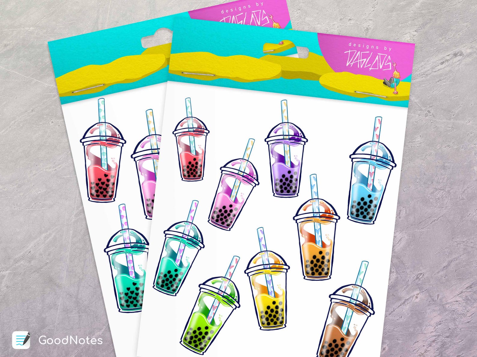 DIGITAL Bubble Tea Stickers / Clipart for Goodnotes or Other Uses ...
